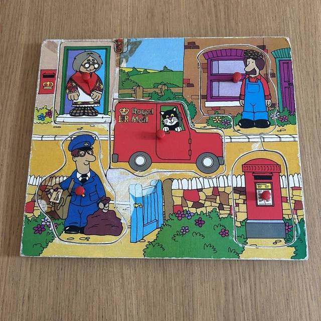 POSTMAN PAT WOODEN Peg Puzzle Vintage 24x20.5x1cm Some Wear & Tear £6. ...