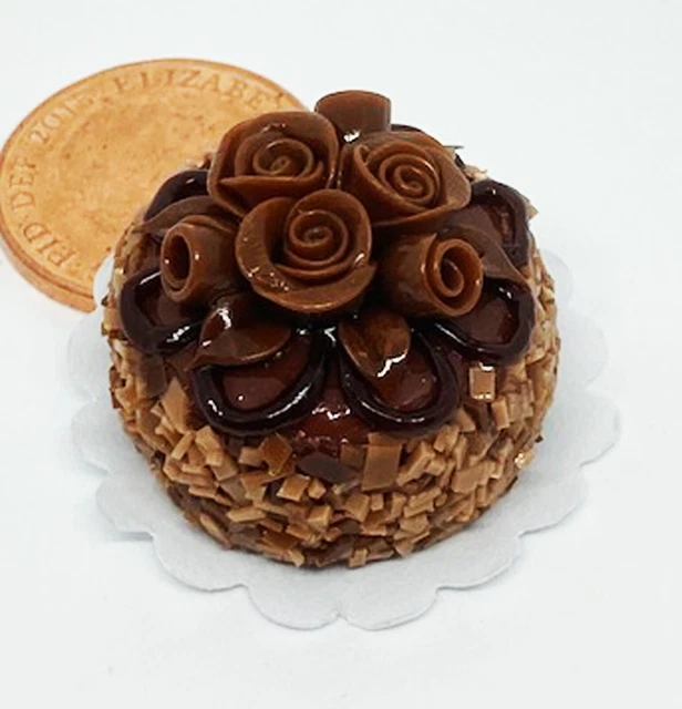 MAISON DE POUPÉES Rond Gâteau Avec Chocolat Glaçage Tumdee Miniature ...