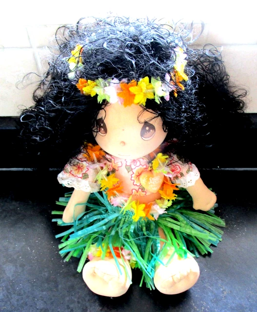 APPLAUSE PRECIOUS MOMENTS Soft plush toy doll 1991 Hawaii Hula girl ...
