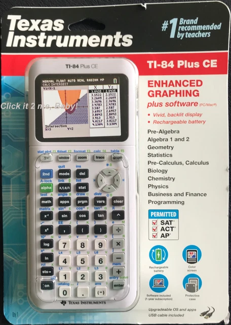 NEW LATEST 2022 MODEL WHITE! Texas Instruments Ti-84 Plus CE Graphing ...