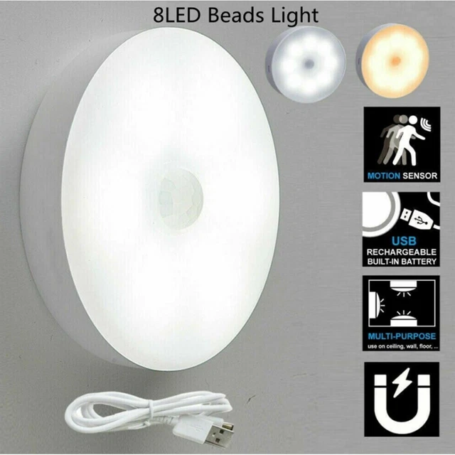 WIRELESS LED PIR Motion Sensor Light Battery Wall Cabinet Stair Night ...