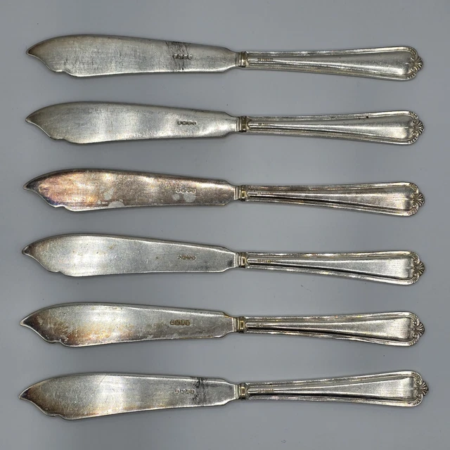 VINTAGE EPNS SILVER Plated Fish Knives Set of 6 Collectable Cutlery Mid ...