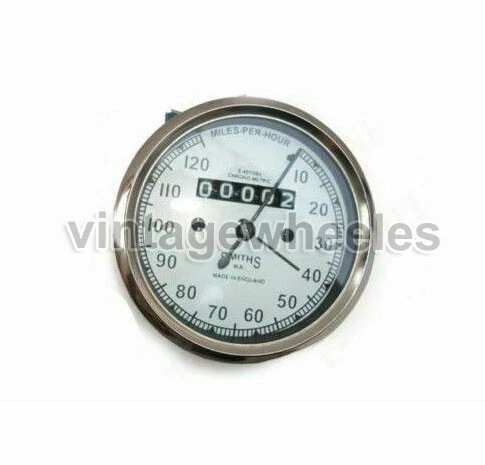 SMITHS REPLICA 0-120 Mph Speedometer White Face For BSA Enfield Norton ...
