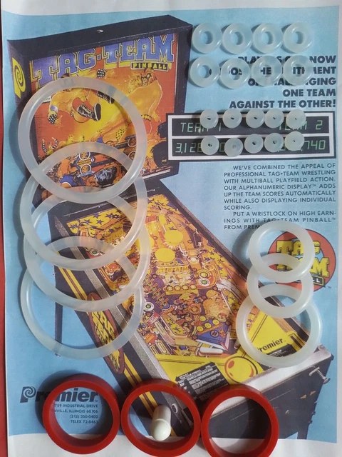 FLIPPER GOTTLIEB -TAG Team-Kit Elastique Sillicone Transparent-Pinball ...