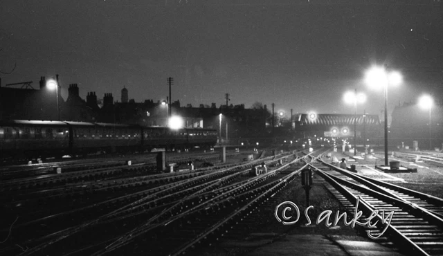 LNER 35MM NEGATIVE York night approach looking towards Holgate Bridge ...