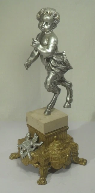 ANTIKE PUTTE MIT ZIEGENBEINEN Bronze SKULPTUR Faun Messingfigur Putti ...