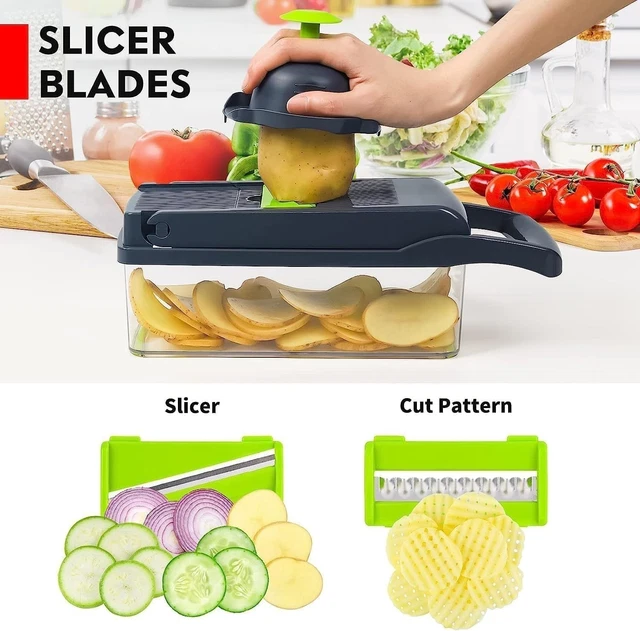 16 IN 1 Vegetable Chopper Salad Fruit Mandolin Slicer Food Dicer Cutter ...