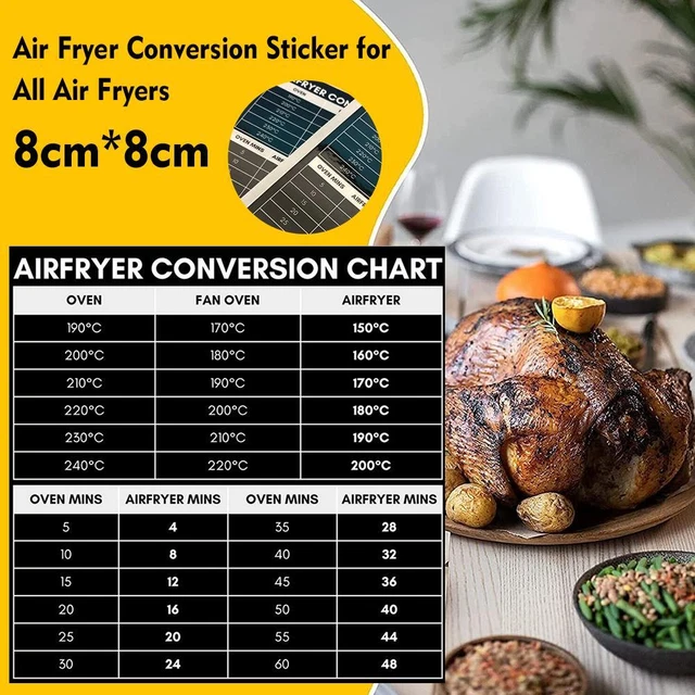 AIR FRYER CONVERSION Chart Sticker Cheat Sheet Chart UK New Lists ...