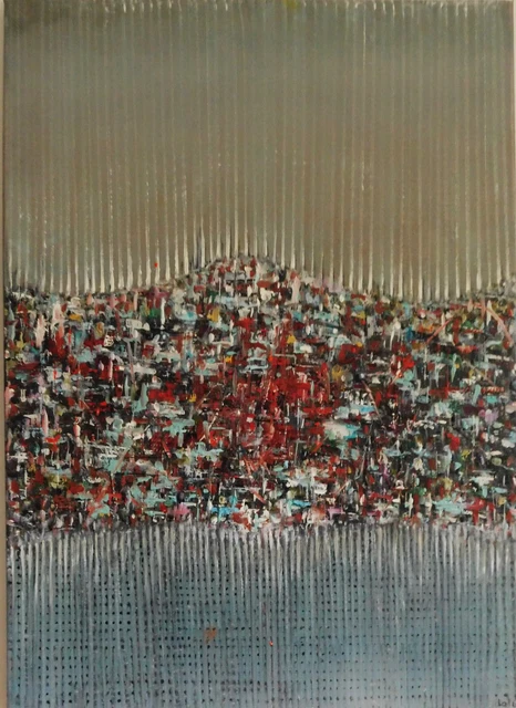 ORIGINAL ABSTRACT OIL painting signed by Nalan Laluk: "City Upon a Hill ...