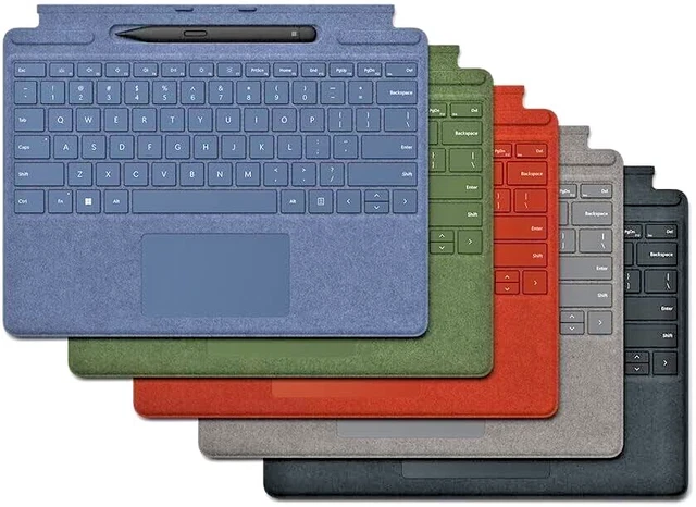 NEW MICROSOFT SURFACE French Keyboard Full Size Bluetooth 4.0-4.2 Grey ...