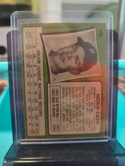 1971 TOPPS NORM Cash Detroit Tigers carte de baseball # 599 EUR 2,77 ...