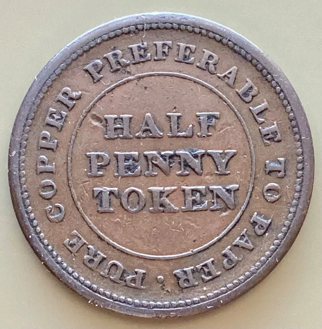 1812 NS-19A1 NOVA Scotia Canada 1/2 Penny Token Pure Copper Preferable ...