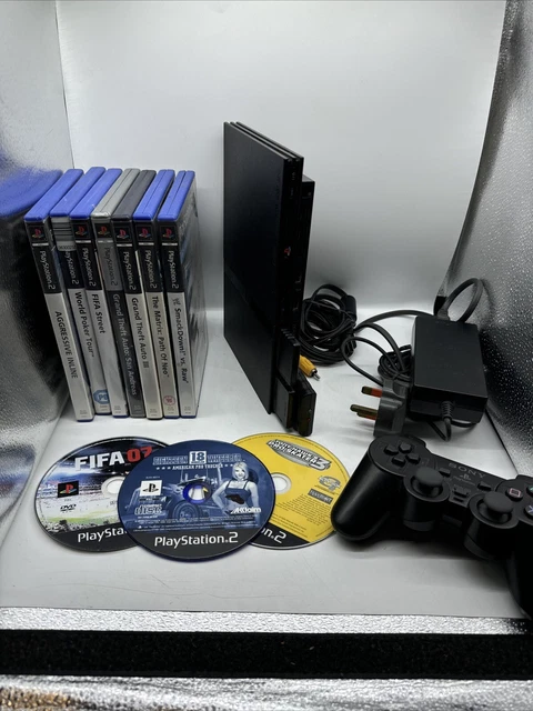 PLAYSTATION 2 SLIM Black PS2 + FULL SET UP + 12 Free Games ! £89.99 ...