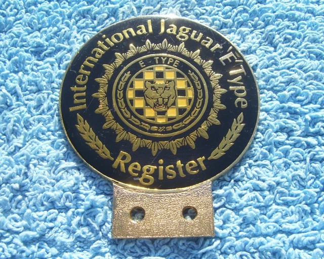 VINTAGE 1980S INTERNATIONAL JAGUAR E~TYPE REGISTER CAR BADGE~ORIGINAL ...
