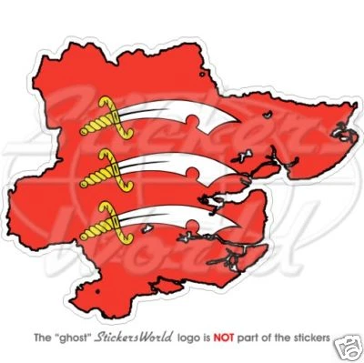 ESSEX COUNTY MAP-FLAG England UK British 110mm Vinyl Bumper Sticker ...