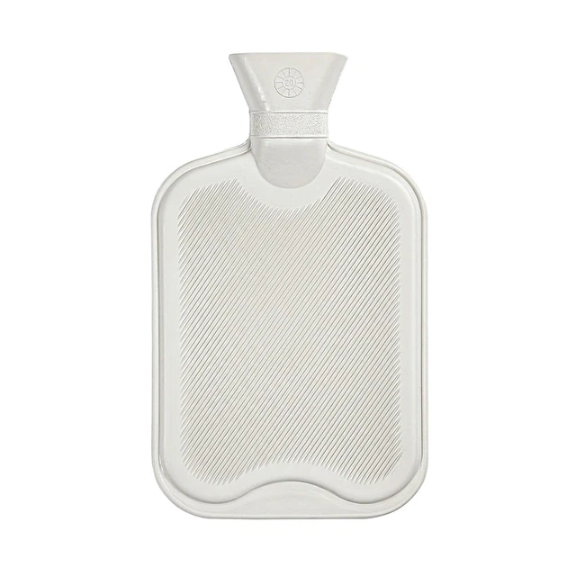 HOT WATER BOTTLE Classic Ribbed Rubber Screw Stopper 2L Cream £7.50 ...