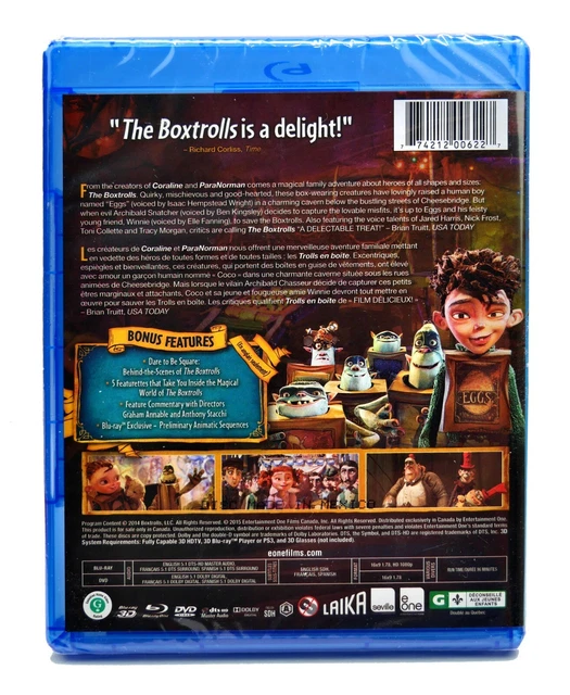 THE BOX TROLLS 3D Blu Ray DVD Bonus Features Kids Animation Cartoon ...