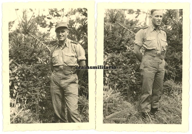 2X ORIG. FOTO Portrait Tropen Fallschirmjäger mit Frau Pistolentasche ...