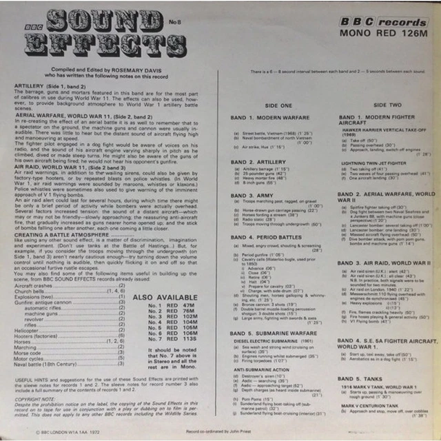NO ARTIST - Sound Effects No. 8 (Vinyl LP - 1972 - UK - Original) EUR 4 ...