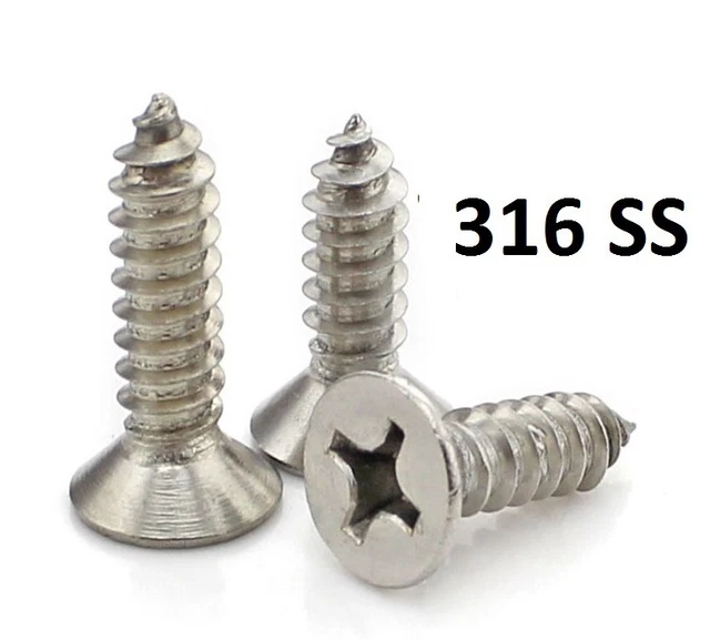 QTY 30 COUNTERSUNK 8g (4.2mm) x 1" 25mm Marine Self Tapping Screw 316 SS A4 70 $9.90 - PicClick AU