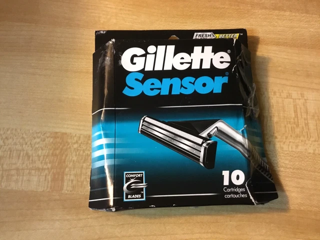 GILLETTE SENSOR RAZOR Blades - 10 Cartridges new (dented box) $10.00 ...