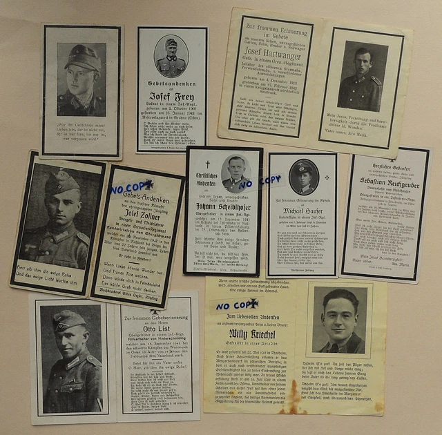 WW2 GERMAN DEATH Cards Sterbebild Group LOT #20 ~ Various Wehrmacht £21 ...