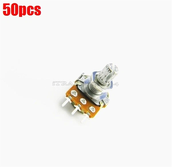 50PCS 250K OHM B250K Knurled Shaft Linear Rotary Taper Potentiometer Ic ...