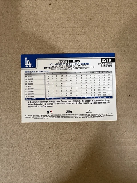 2025 TOPPS BASEBALL Evan Phillips Sand Glitter Parallel Card $4.12 ...