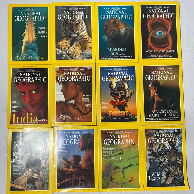 VINTAGE NATIONAL GEOGRAPHIC Magazines Collection Bundle Set 12 Months Year 1997 £20.00 - PicClick UK
