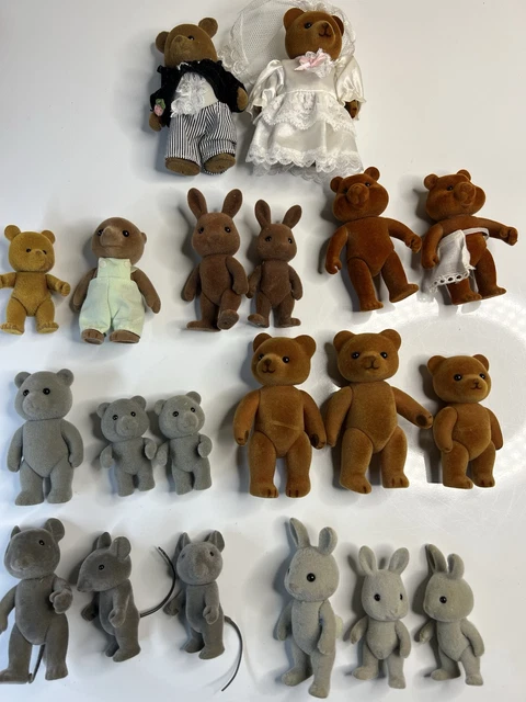 VINTAGE SYLVANIAN CALICO Critters Bear/Rabbit/Mice& Teddy And Tammy ...