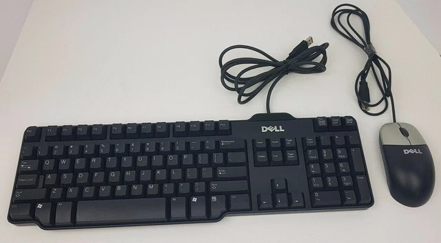 DELL WIRED BLACK USB Keyboard RT7D50 & Dell Wired Optical Laser Mouse ...