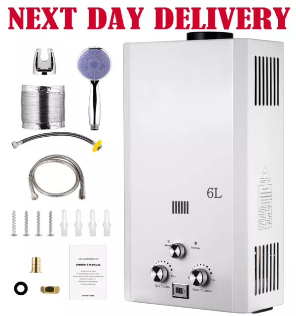 STATIC CARAVAN WATER Heater 6L Lpg With Flue With Shower Head NEXT DAY ...