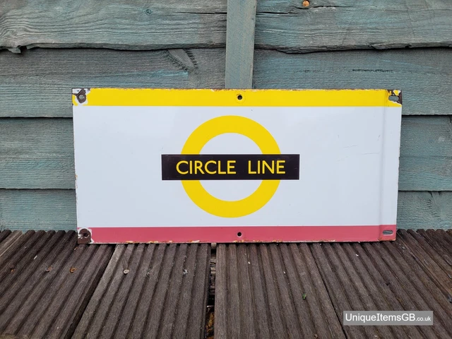 GENUINE LONDON UNDERGROUND CIRCLE LINE with Metropolitan Line Enamel ...