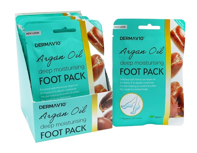 1 X 2 X Derma V10 Argan Oil Deep Moisturising Foot Pack £2.99 - PicClick UK