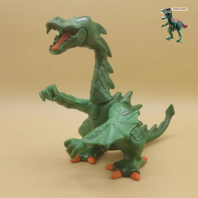 PLAYMOBIL FIGURINE DRAGON vert-animal mythologique-monstre château ...