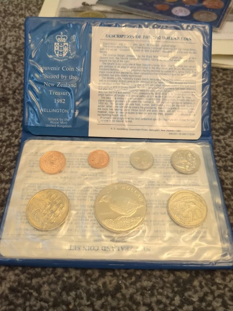 NEW ZEALAND 1982 UNC Coin Set: 1 Cent - $1 Dollar ~ Takahe Bird ~ Royal ...