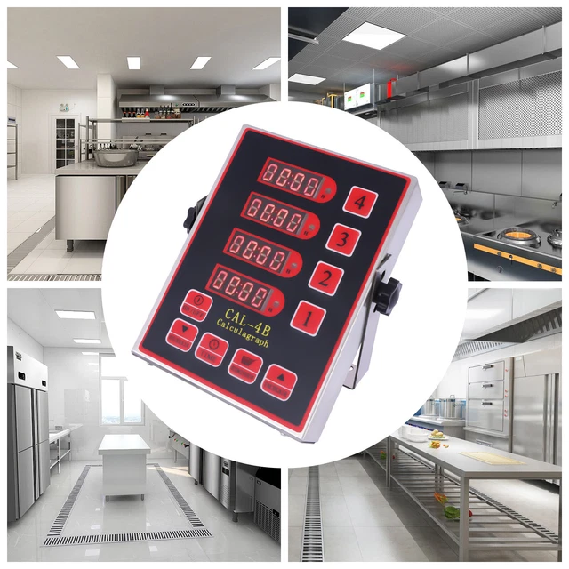 COMMERCIAL 4-CHANNEL DIGITAL Kitchen Timer CAL-4B Restaurant Cooking ...