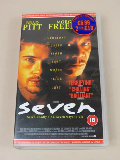 SEVEN MOVIE VHS Tape Suspense Thriller Rating 18 Pitt Freeman New Line ...