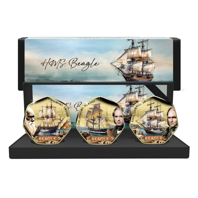 CHARLES DARWIN HMS Beagle 2025 Gold Coin Box Set Limited Edition ...