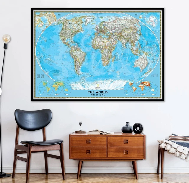 NATIONAL GEOGRAPHIC THE World Political Map 4ft x 5ft 9 in, 48" tall x ...