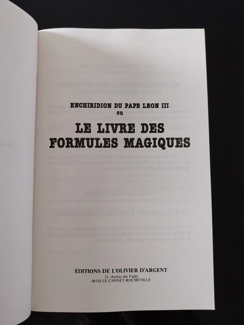 LE LIVRE DES Formules Magiques Enchiridion Du Pape Léon 3 EUR 40,00 ...
