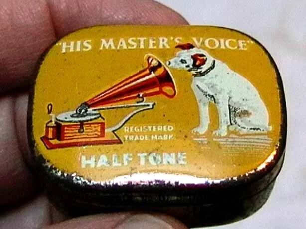 VINTAGE ANTIQUE HMV HIS MASTER’S VOICE Gramophone Needle Tin Box (inc ...