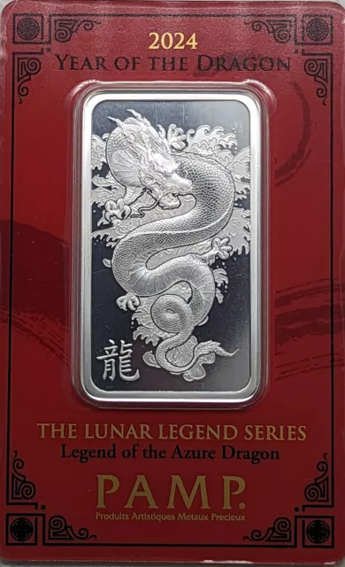 1 OZ SILVER Bar - PAMP - 2024 Year of the Dragon £19.34 - PicClick UK
