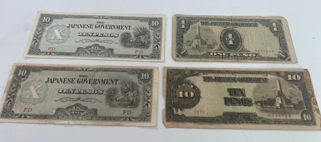 JAPANESE GOVERNMENT WWII Philippines Pesos Banknote/Paper Money Lot Of ...