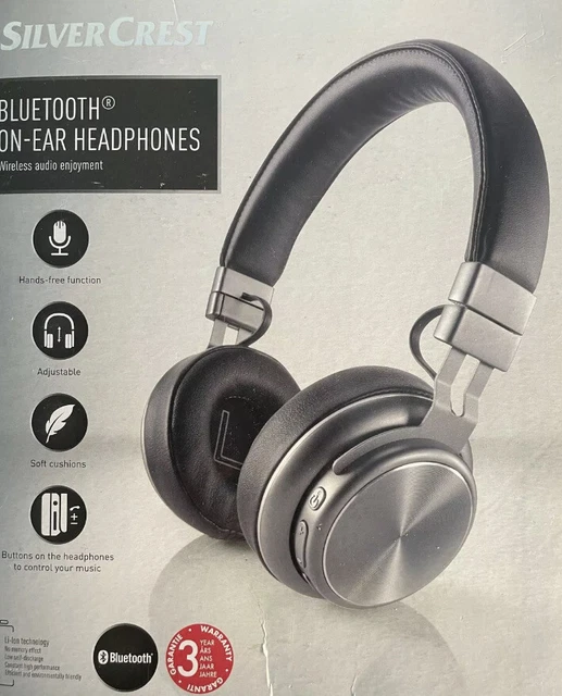 SILVERCREST BLUETOOTH® ON-EAR headphones Li Ion Approx 16 Hrs Play Time ...