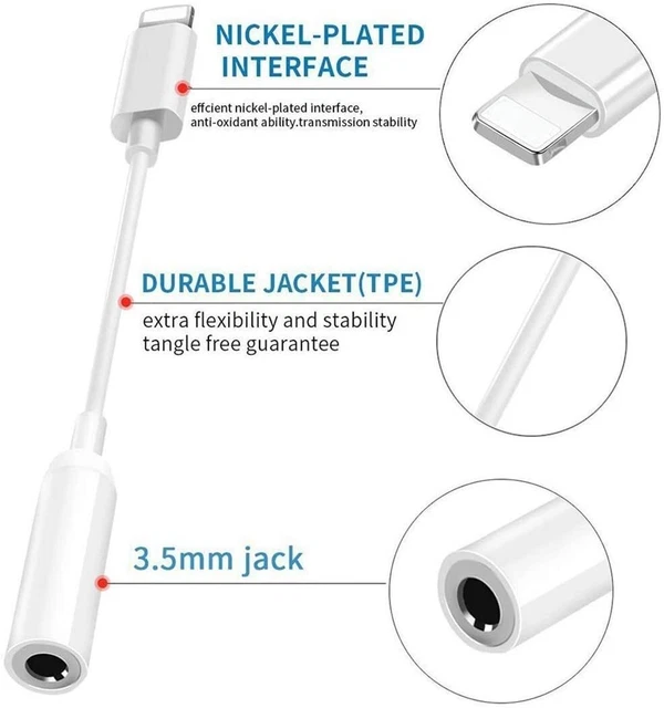 8 PIN TO 3.5mm Headphone Jack Audio Adapter Music Aux Cable for i-Phone ...