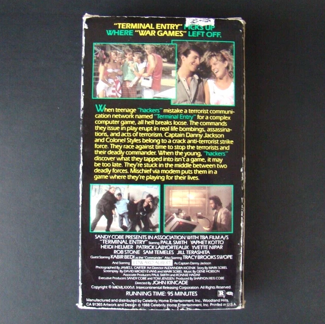 TERMINAL ENTRY VHS 1988 Sci-Fi Action Thriller Film Very Rare HTF 80s ...