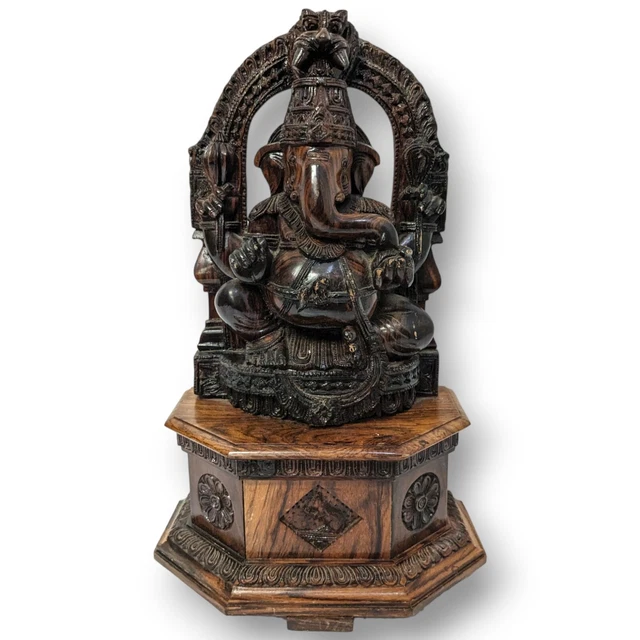 LORD GANESHA CARVED 18" Hand Crafted Hindu Statue, Beautiful Indian ...