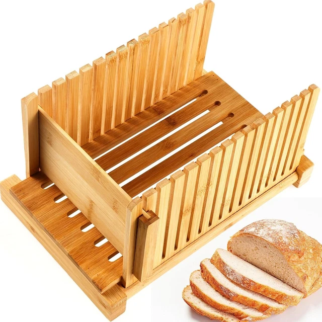 BREAD SLICER BOARD Guide Loaf Cutting Size Slicing Wooden Holder ...
