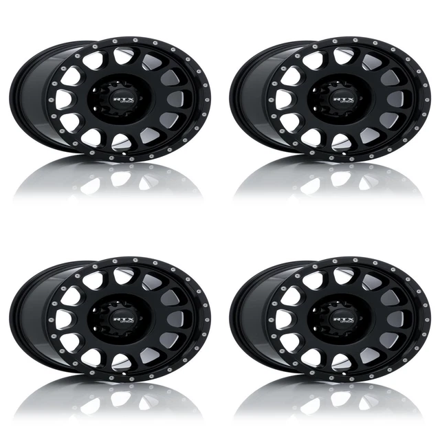4 NEW WHEELS RTX Offroad 082686 Baja Satin Black with Milled Rivets ...